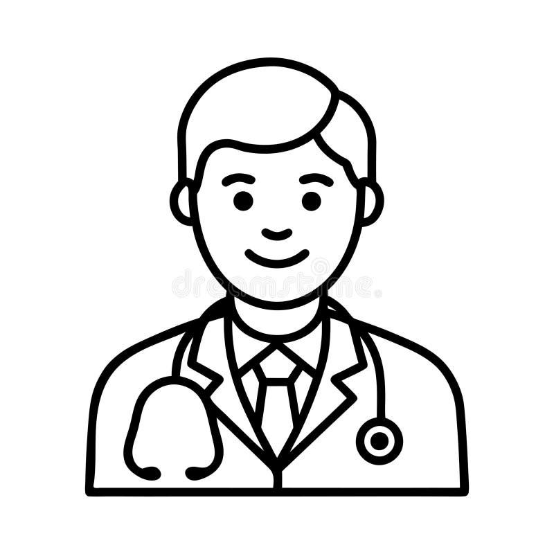 Doctor Icon Line Art Medical Professional Avatar Stock Illustration ...