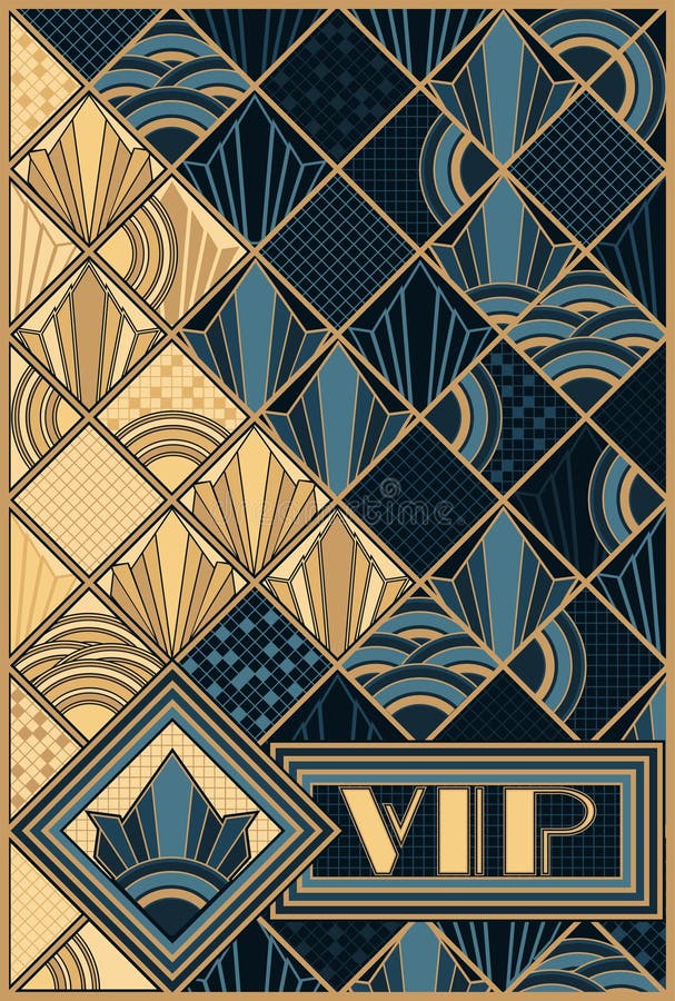 Vip Invitation Background in Art Deco Style, Vector Stock Illustration ...