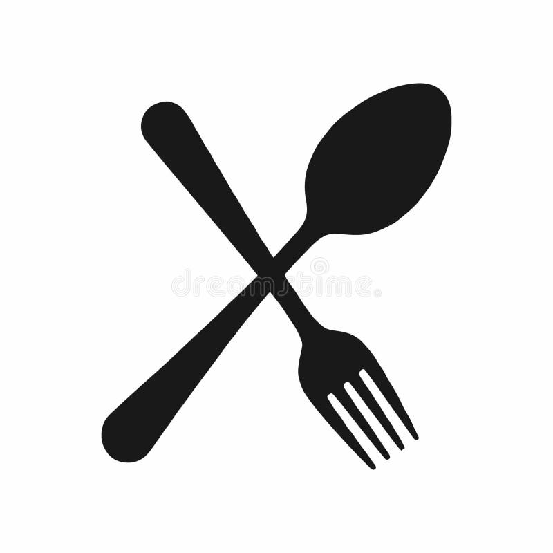 Crossed Spoon and Fork Silhouette for Restaurant Logo Design Stock ...