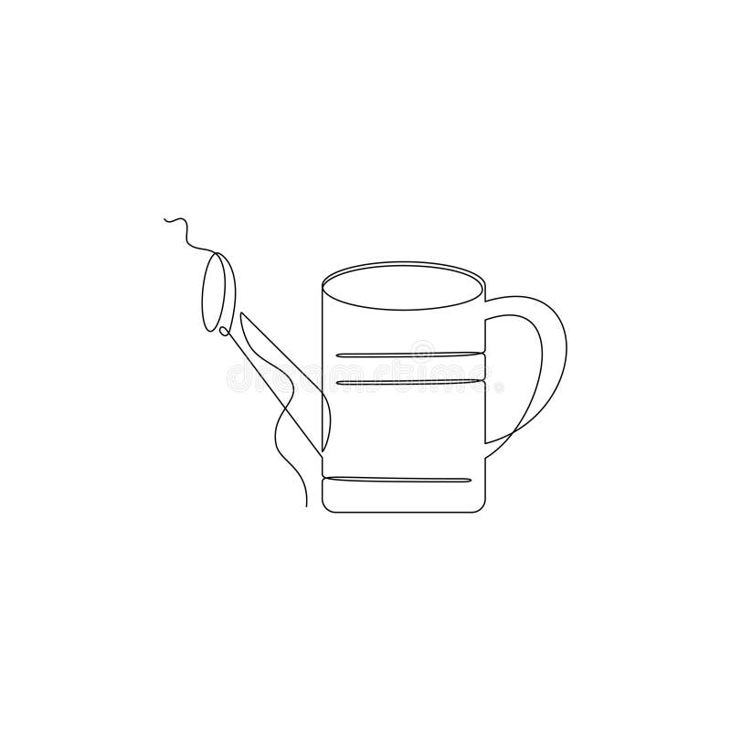 One Line Art Watering Can Tool Vector Illustration Stock Vector ...