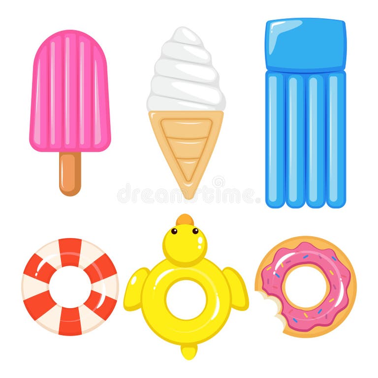 Cute Summer Floaties Top View Design Stock Vector - Illustration of ...