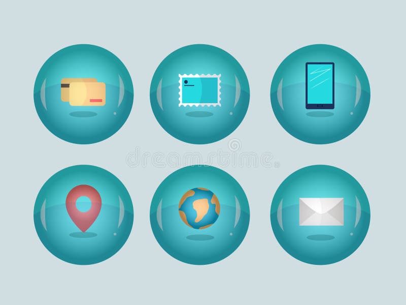 Icon Set Communication and Connection. Geolocation and Travel. Circle ...