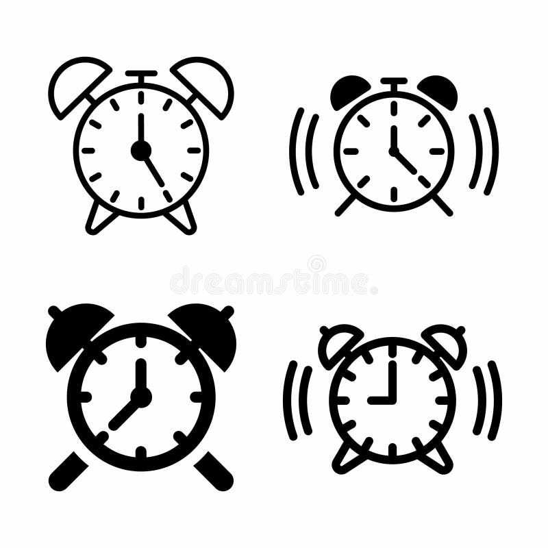 Alarm Clock Icon Set for Time Management Designs Stock Vector ...
