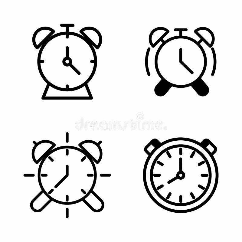 Alarm Clock Icon Set for Time Management Designs Stock Vector - Illustration of productivity ...