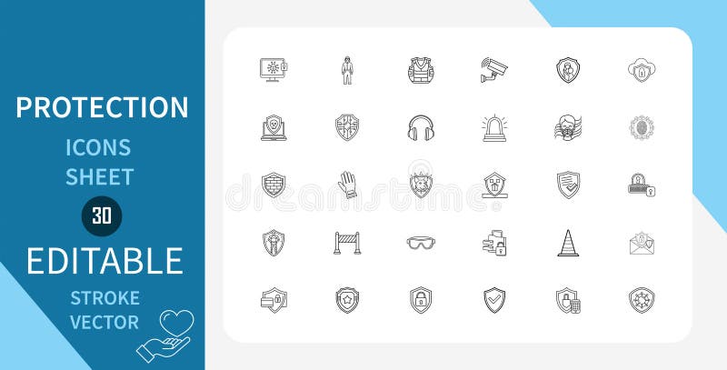 Editable Vector Icons Sheet 30 Security Protection Symbols Stock ...