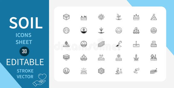 Editable Soil Icons Sheet 30 Vector Line Art Illustrations Stock ...