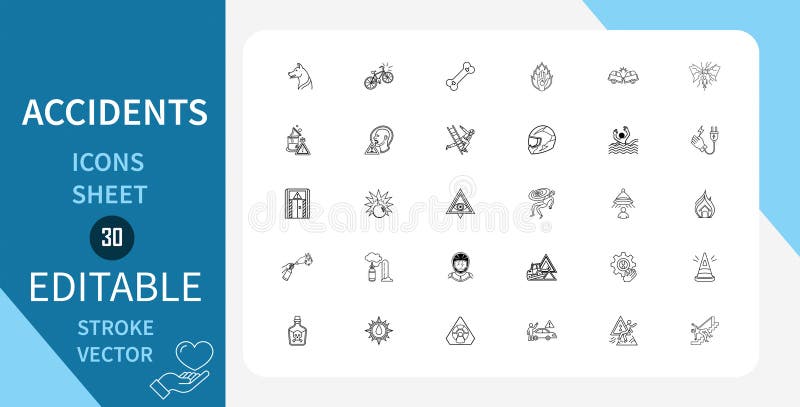 Editable Vector Icons Sheet 30 Accident Prevention Safety Signs Stock ...