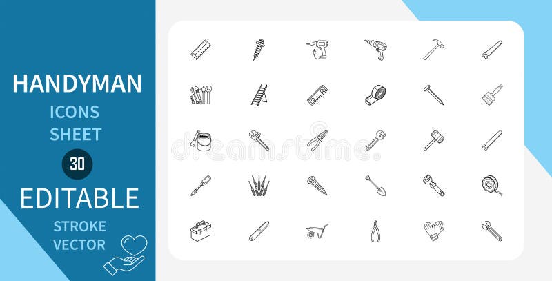 Handyman Editable Vector Icons Sheet 30 Tools Equipment Stock ...