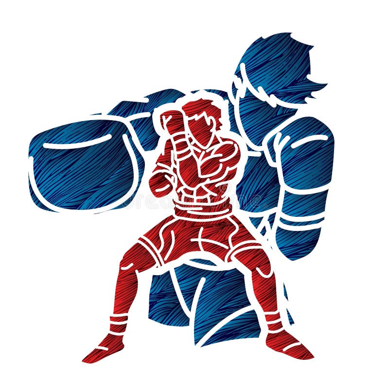 Group of Boxer Boxing Sport Kickboxing Muay Thai Mix Action Cartoon ...