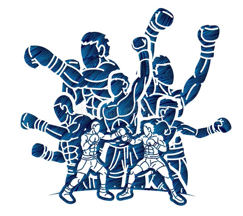 Boxing Sport Group of Boxer Mix Action Cartoon Graphic Vector Stock ...
