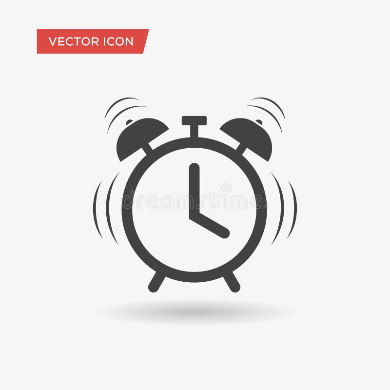 Alarm Clock Vector Icon in a Flat Style. Ringing Alarm Clock Icon. Wake ...