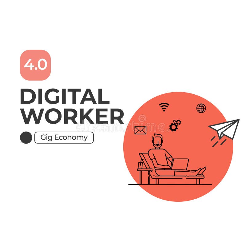 Digital Gig Economy Worker Illustration – Remote Freelancer Concept ...