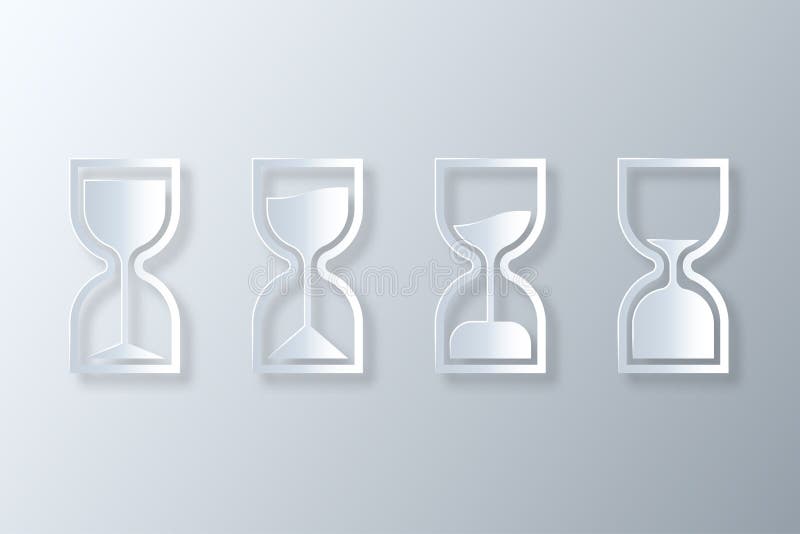 Vector Hourglass Set, Timer Icon with White Hourglass in Papercut Style ...