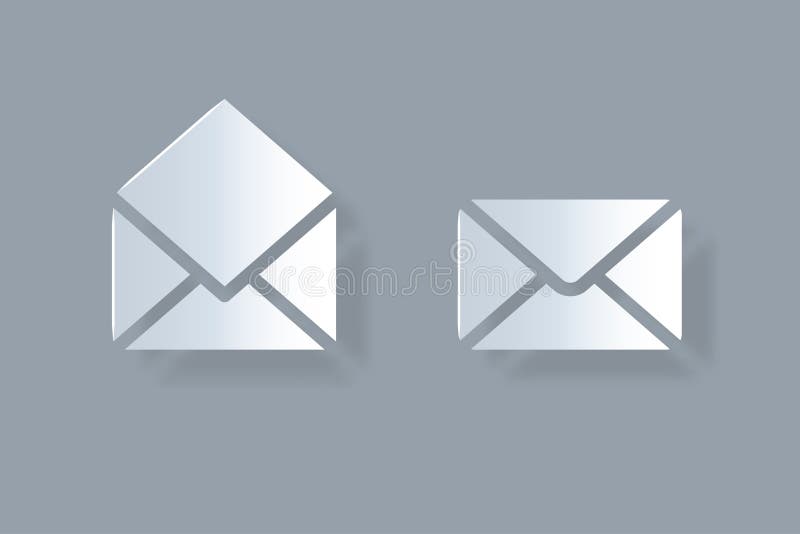 Mail Icons Open and Closed Letters are Made in White Paper Art Style ...