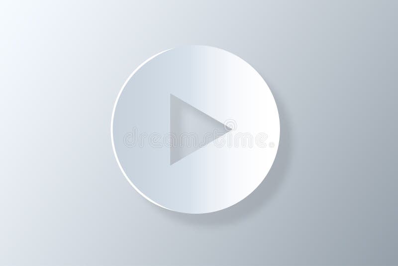 Video Play Button Icon Made in White Paper Art Style with Shadow and ...