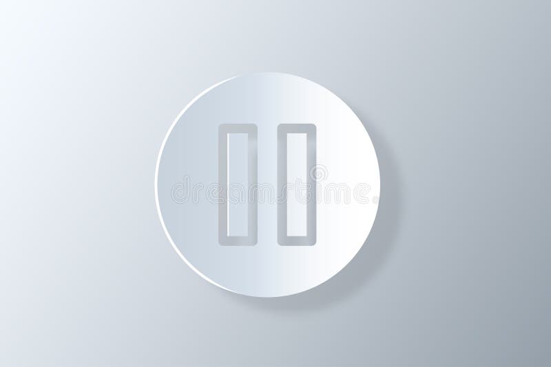 Video Pause Button Icon Made in White Paper Art Style with Shadow and ...