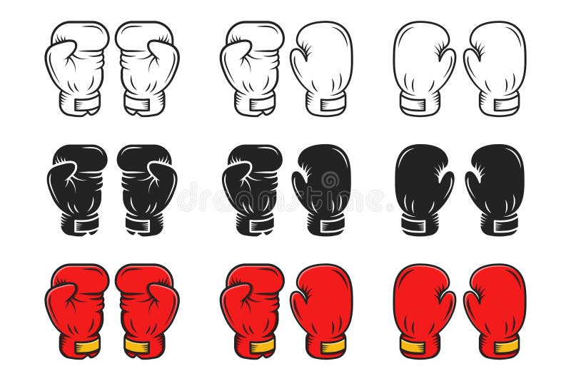Boxing Glove Icon Made in Outline, Silhouette and Cartoon Style Stock ...