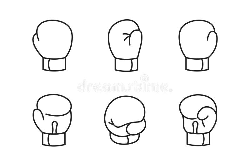 Set of Boxing Gloves Outline Icons Stock Illustration - Illustration of ...