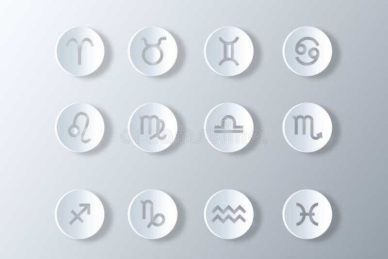 Set of Zodiac Icons with Circle Frame Made in Paper Art Style Stock Vector - Illustration of ...