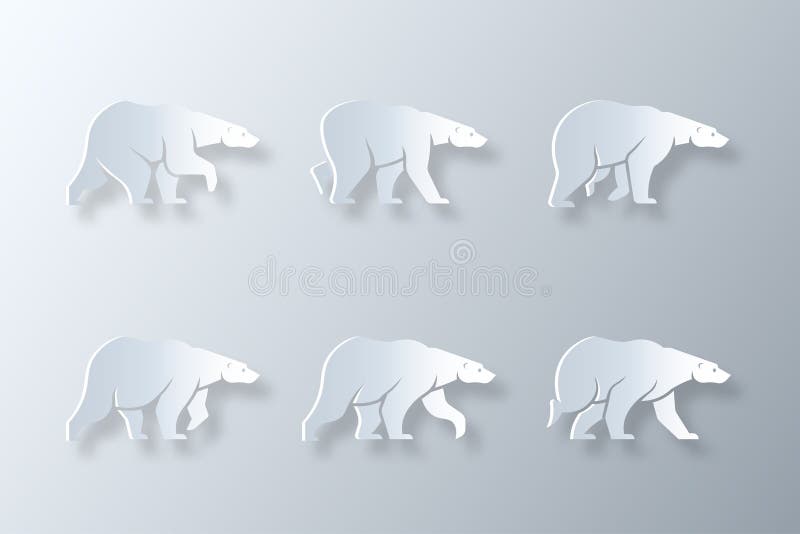 Collection of Bear Icons Made with a White Papercut Effect Style ...