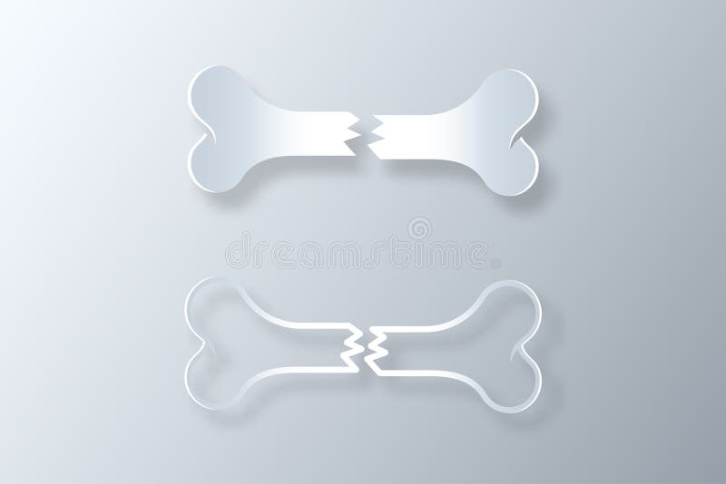 Cracked Bone Icon for Medical Illustration Made in White Papercut ...