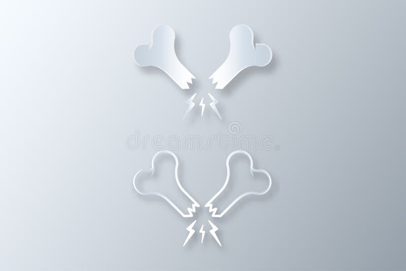 Broken Bone Icon for Medical Illustration Made in White Papercut Effect ...