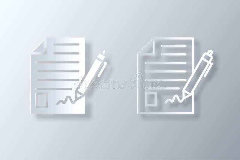 Contract Signature Icon Made in White Paper Cut Effect Style Stock ...
