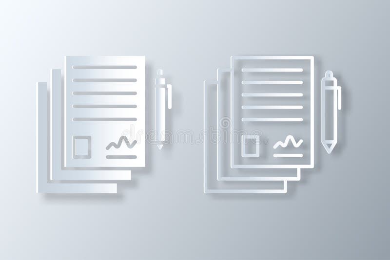 Contract Signature Icon with Paper and Pen Made in White Paper Cut ...