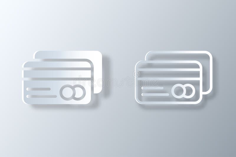 Debit Card Icon Made with White Paper Cut Effect Style Stock ...