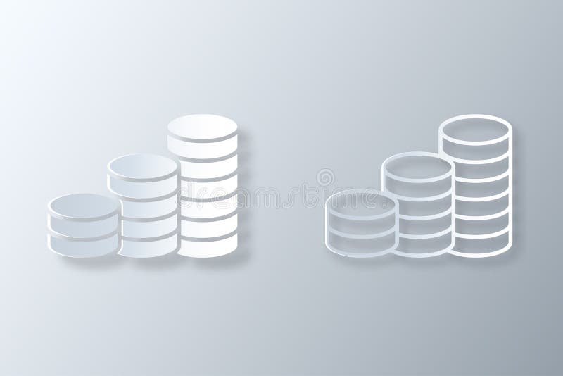 Coin Stack Icon Made with White Paper Cut Effect Style Stock ...