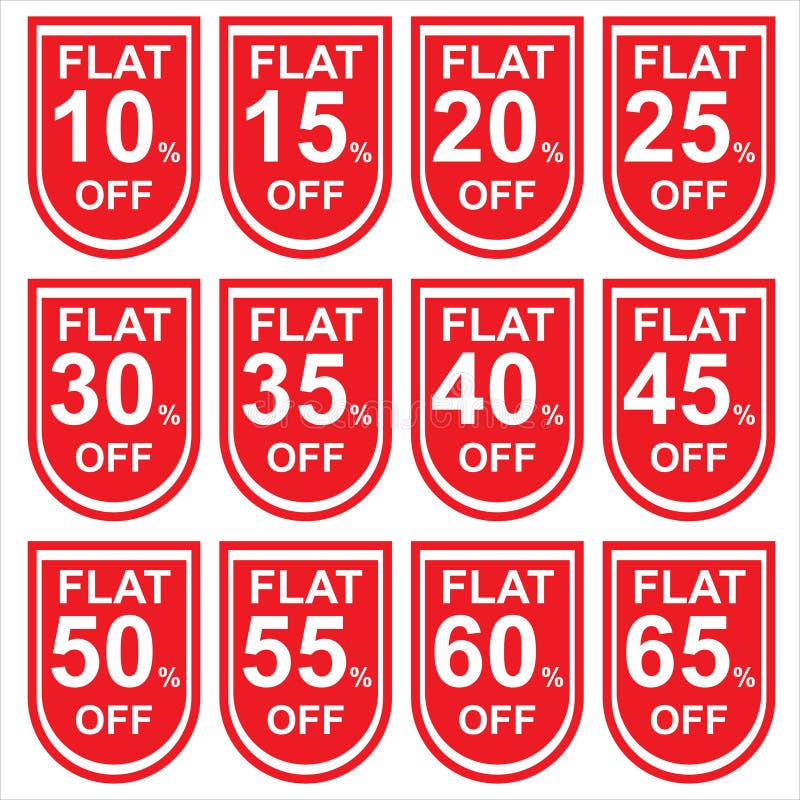 Different Flat Discount Set, Tags, Stickers and Banner. Stock Vector ...