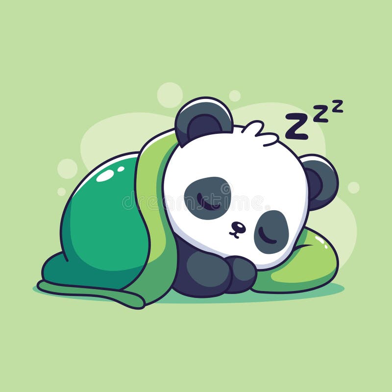 Cute Cartoon Panda Sleeping on a Pillow. Vector Illustration Stock ...