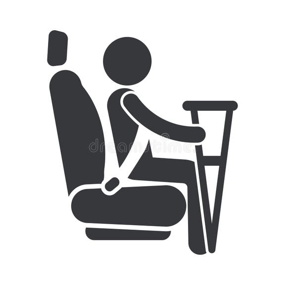 Isolated Pictogram Handicap or Disable on Car Seat with Seatbelt ...