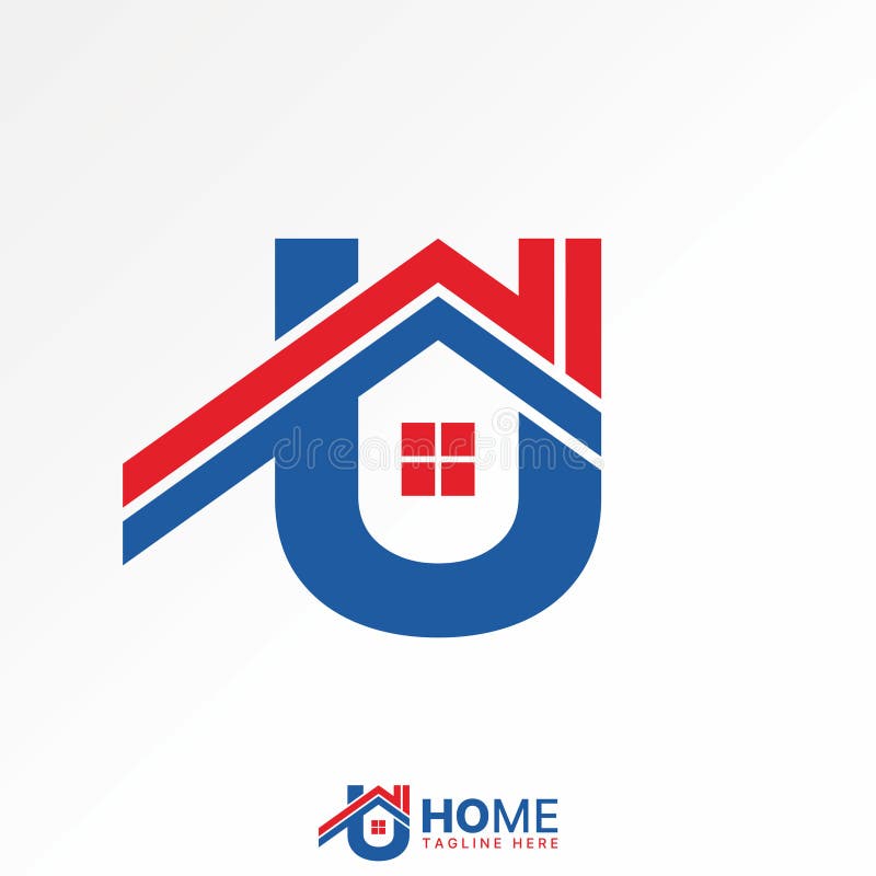 Letter U San Serif Font Roof House Chimney Window Monogram Property ...