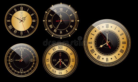 Set of Realistic Vintage Clock Golden Colored or Ornate Clock Hands ...