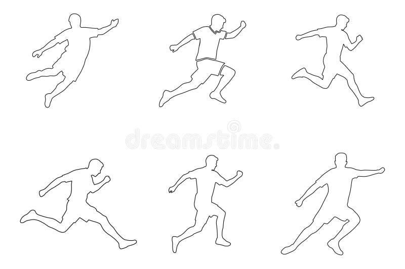 Running Man Outline Silhouettes Vector Set. Stock Vector - Illustration ...
