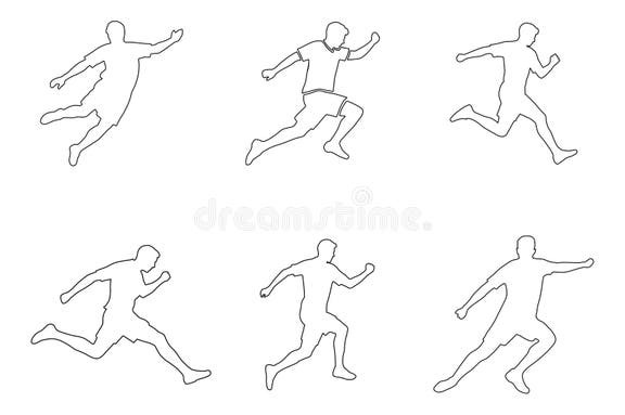Running Man Outline Silhouettes Vector Set. Stock Vector - Illustration ...