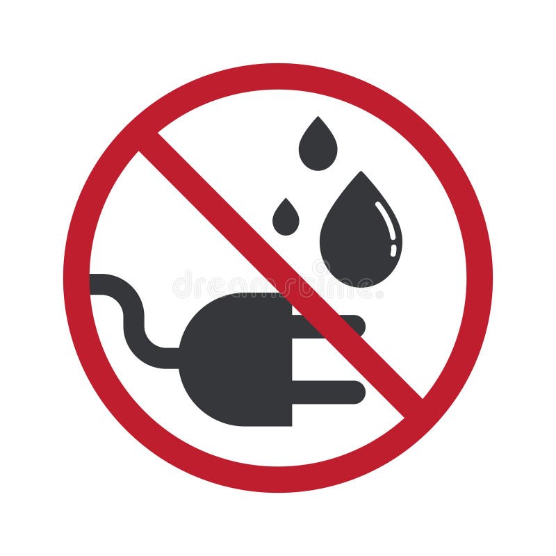 Isolated Prohibition Sign Electric Plug and Water Droplet Stock Vector ...