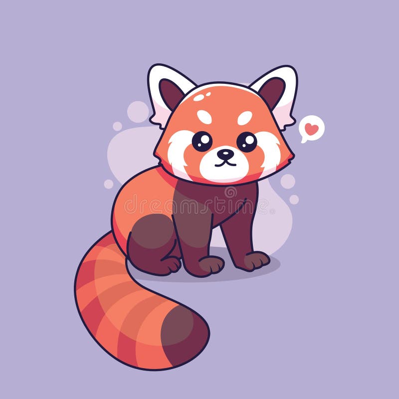 Cute Red Panda Cartoon Vector Illustration. Cute Red Panda Animal ...