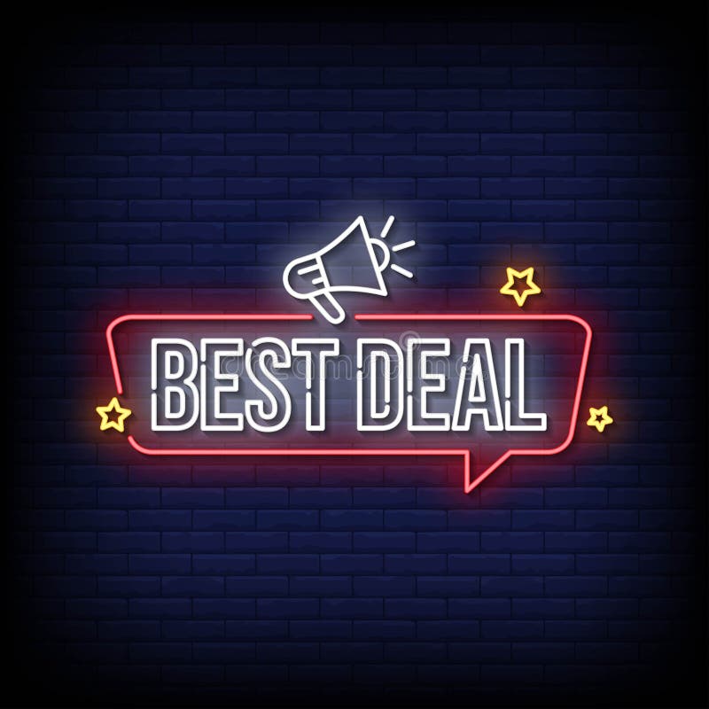 Best Deal Neon Sign with Brick Wall Background Vector Stock Vector ...
