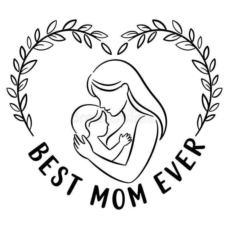 Best Mom Ever Floral Heart Mother and Child Vector Stock Vector ...