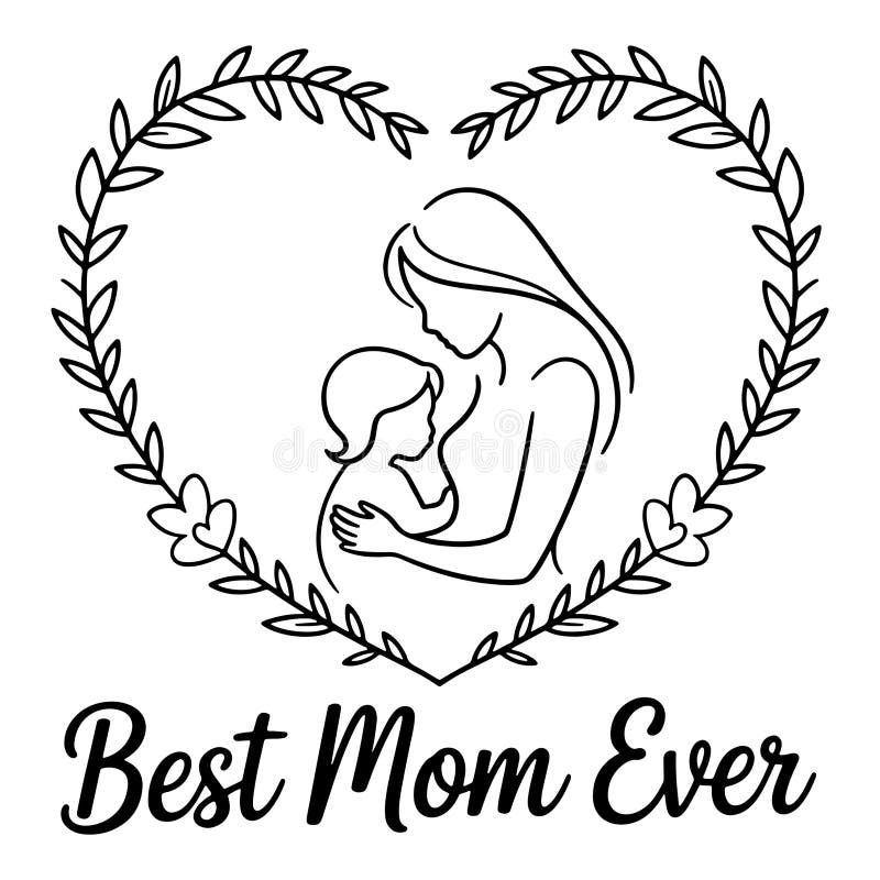 Best Mom Ever Floral Heart Mother and Child Vector Stock Vector ...