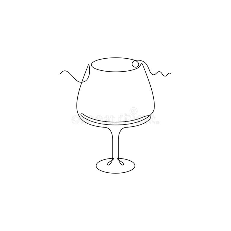 One Line Art Brandy Snifter Glass Vector Illustration Stock ...