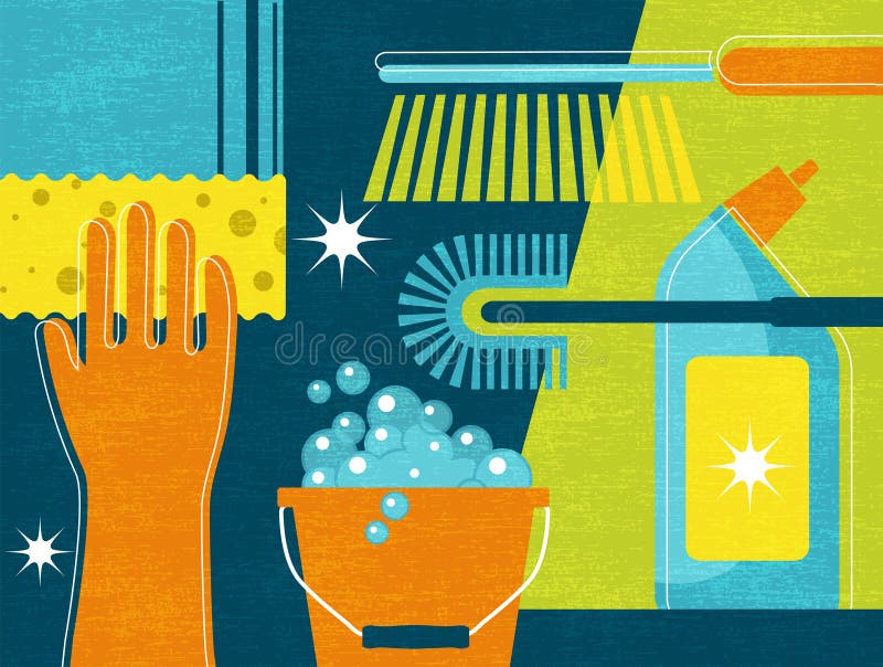 Cleaning Tools Collection in Simple Flat Style. Spring Cleaning ...