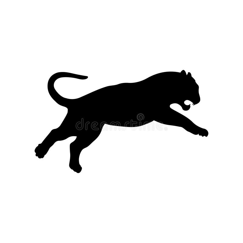 Leaping Panther Silhouette Vector Wild Black Cat Illustration Stock ...