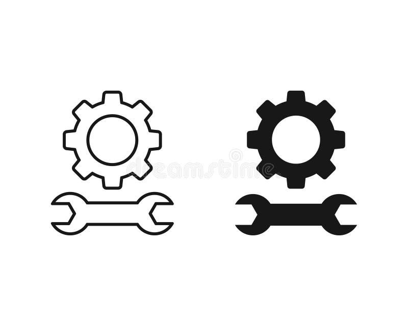 Web Development Gear Icon Symbol. Maintenance Icon Field and Line Style ...