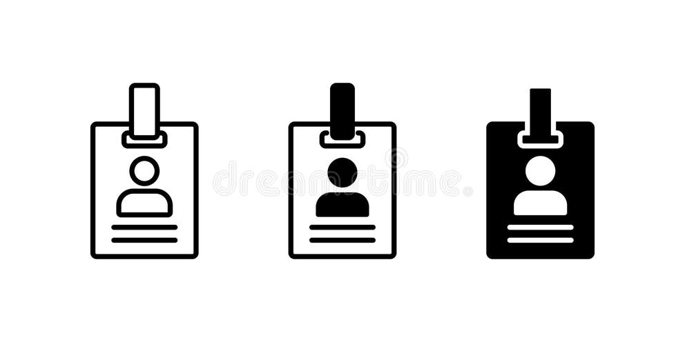 ID Badge Icon Set. ID Card Icon Set Stock Vector - Illustration of name ...