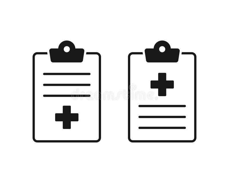 Medical Report Icon Set in Line Black. Medical History Icon Stock ...