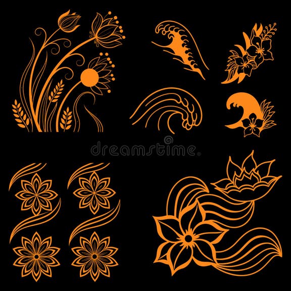 Abstract Flower Wave Line Art Set – Black & White Minimal Design ...