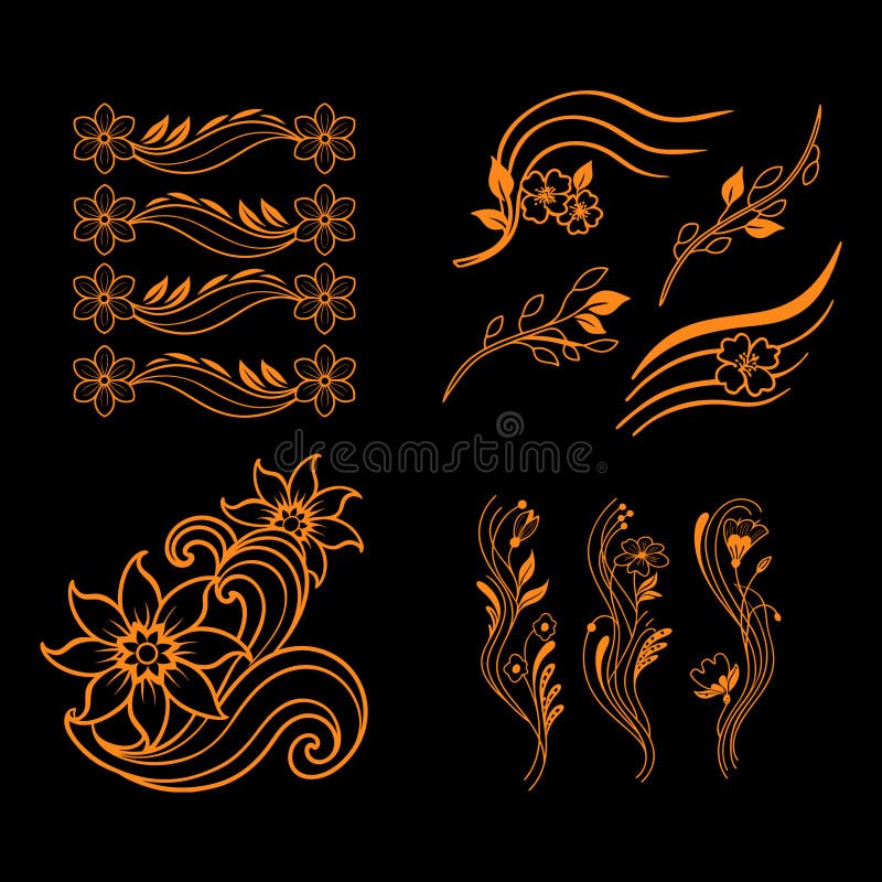 Abstract Flower Wave Line Art Set – Black & White Minimal Design ...